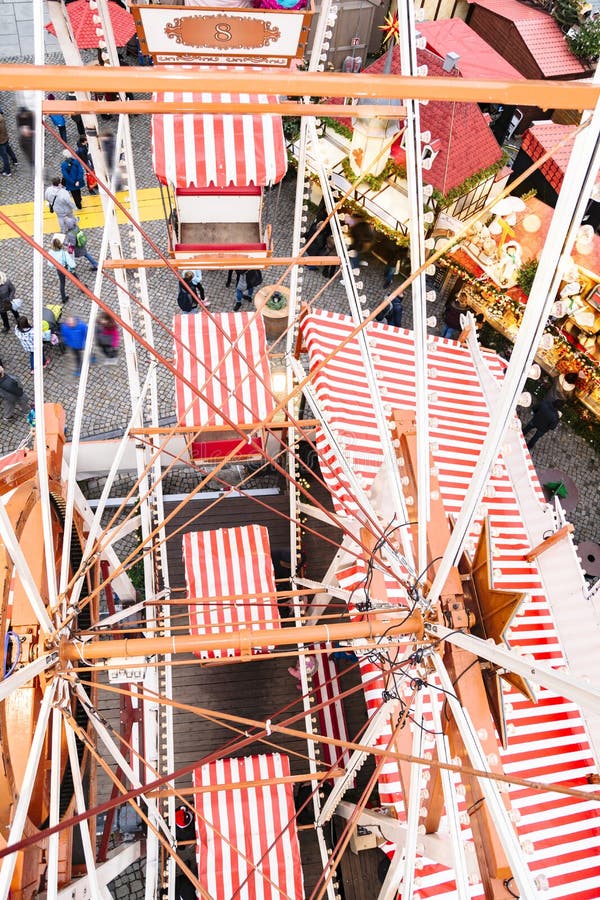 Ferris Wheel Cabins with Striped Awning Close Up Stock Image - Image of ...