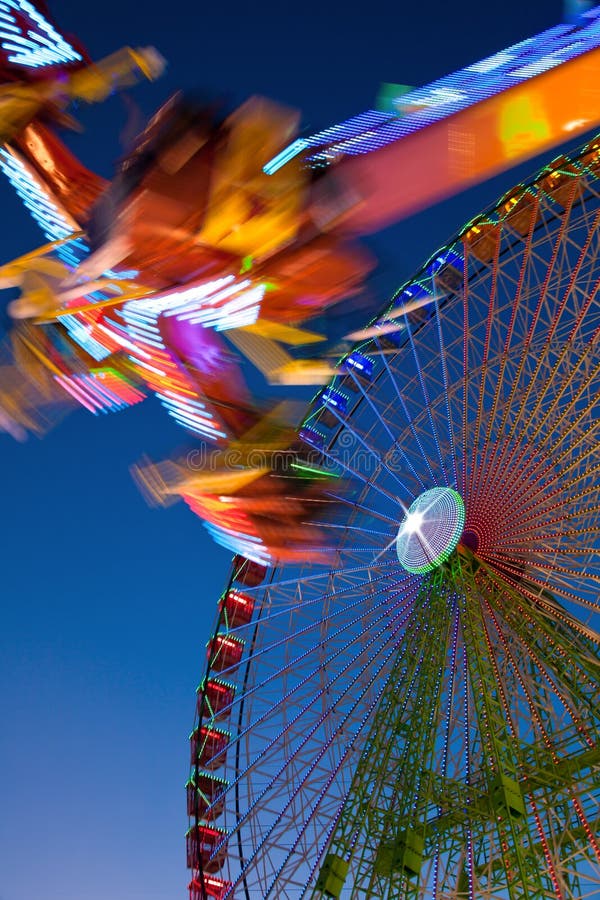 Carnival ride lights stock image. Image of play, swing - 44887579