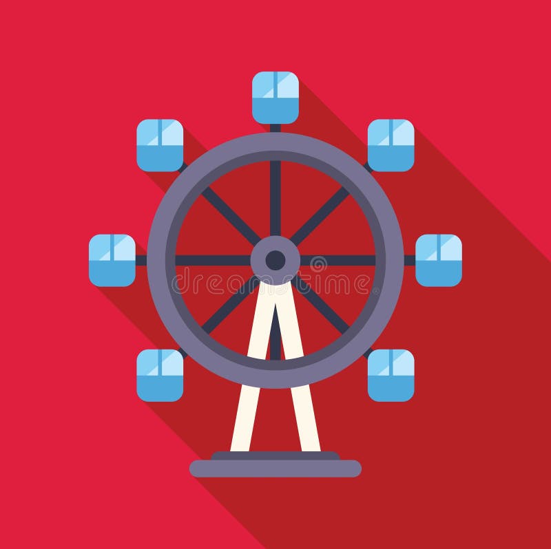 Ferris Wheel Casting Long Shadow on Red Background Stock Vector ...