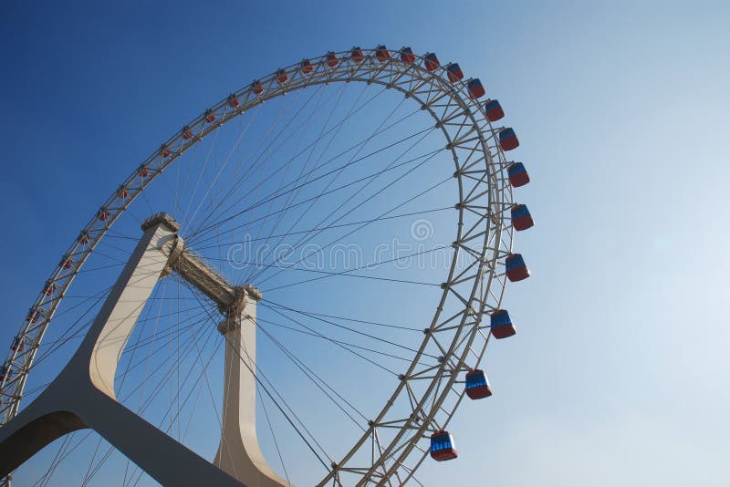 Ferris Wheel on Chinese Bridge Stock Photo - Image of chinese, tianjin ...