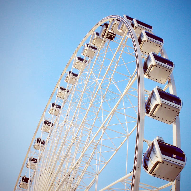 Ferris Wheel with Clear Blue Sky, Retro Filter Effect Stock Photo ...