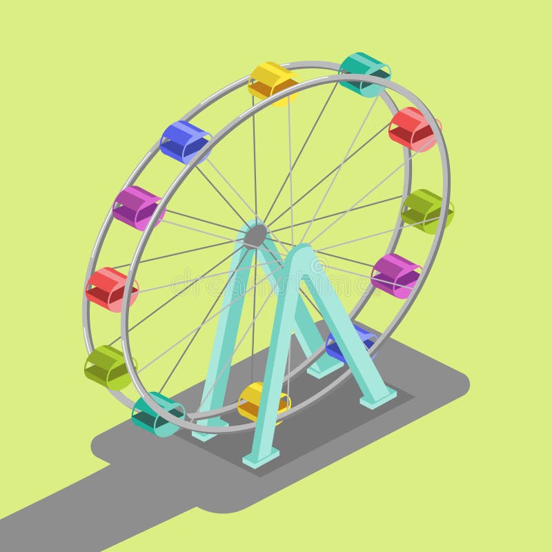 Ferris Wheel Isometric Vector Illustration Stock Vector - Illustration ...