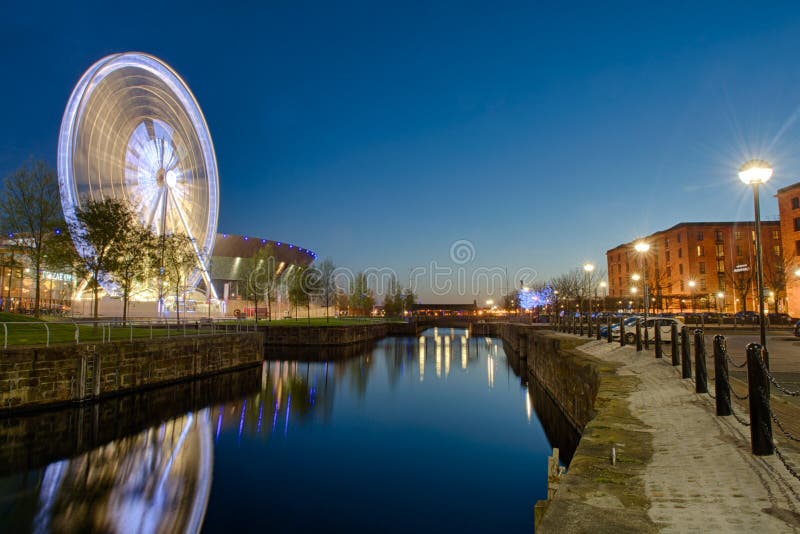 Ferris Wheel and Echo Arena in Liverpool Editorial Photography - Image ...