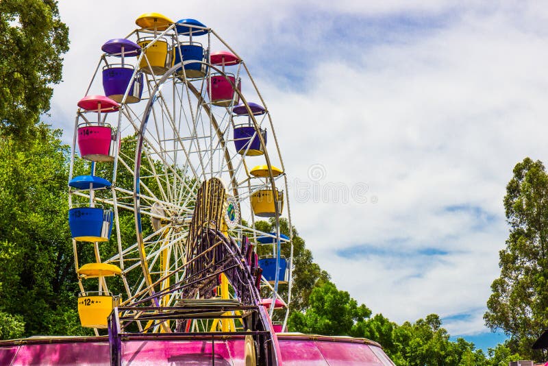 Ferris Wheel at Small County Fair Stock Image - Image of vegetation ...