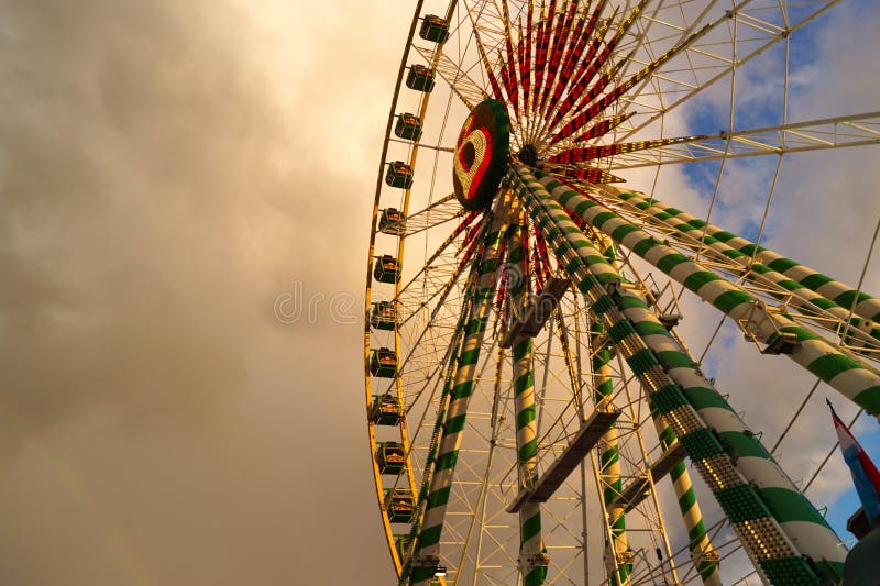 Ferris Wheel in an Amusement Park Stock Photo - Image of octagonal ...