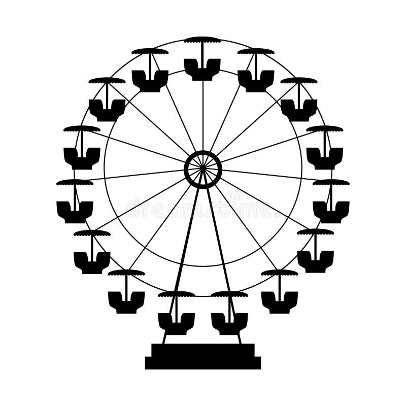 Ferris Wheel Icon Silhouette. Entertainment Round Attraction Stock ...