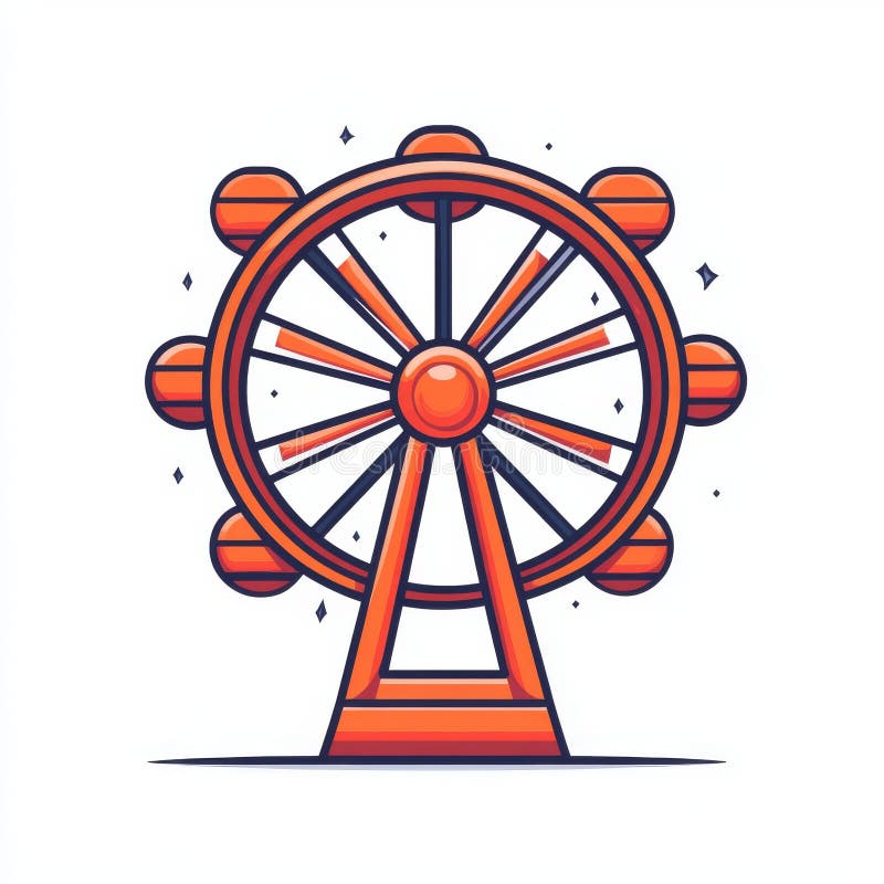 A Ferris Wheel is Illustrated Using a Vibrant Color Scheme of Orange ...