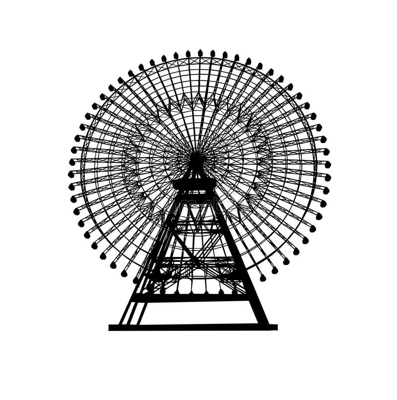 Detailed Ferris Wheel in Silhouette Stock Vector - Illustration of ...