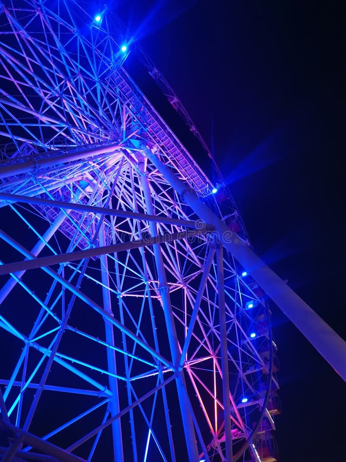 Ferris Wheel Light Up the Night Stock Image - Image of blue, dome ...