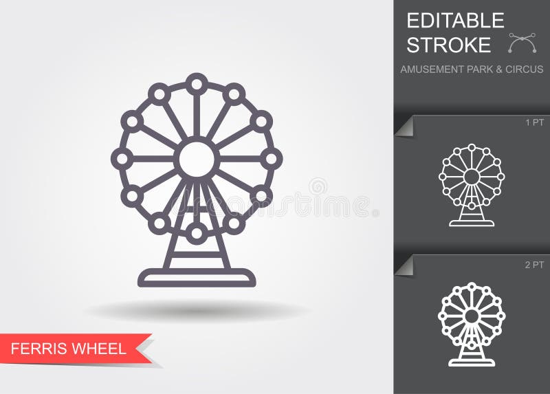 Ferris Wheel. Line Icon with Editable Stroke with Shadow Stock Vector ...