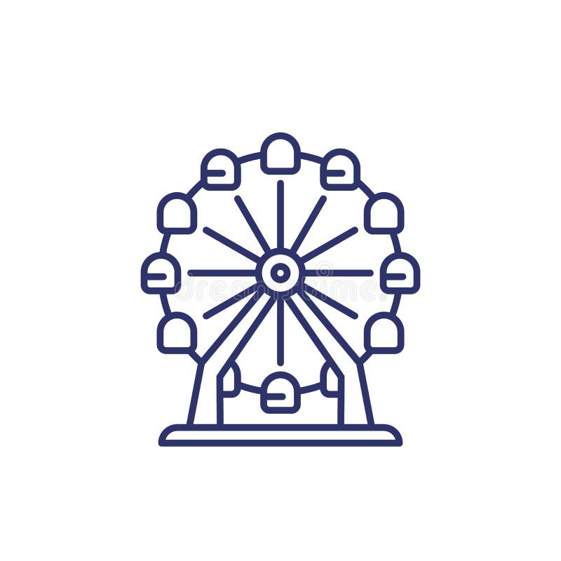 Ferris Wheel Line Icon on White, Vector Stock Vector - Illustration of ...