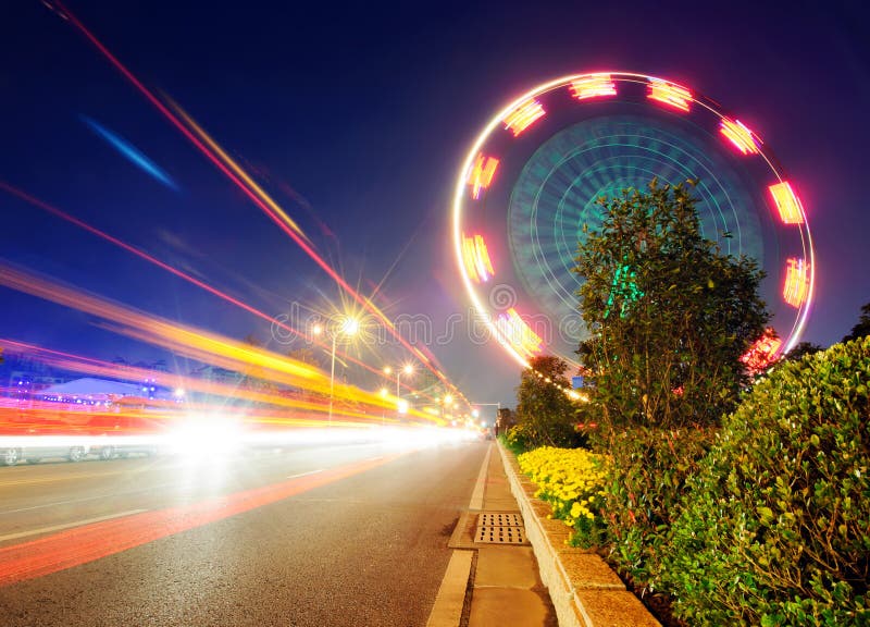 Ferris wheel at night stock image. Image of happiness - 21780685