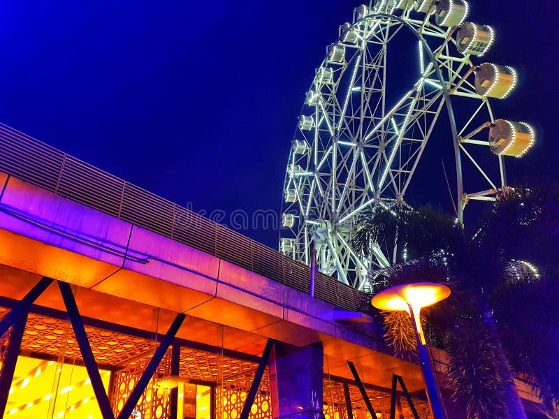 Ferris Wheel Night Building Lights Stock Photo - Image of night, ferris ...
