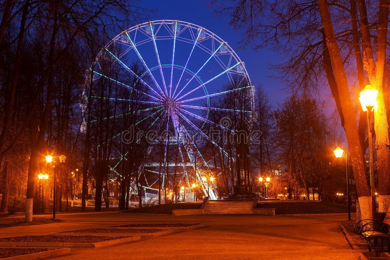 Ferris Wheel at Night by Lantern Light Stock Image - Image of wheel ...