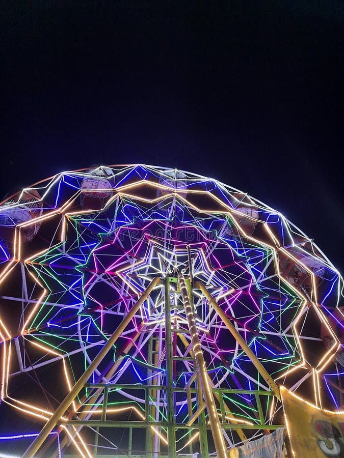 Ferris Wheel at Night Market with Beutiful Light Stock Photo - Image of ...