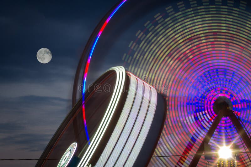 Ferris Wheel Night stock photo. Image of motion, carousel - 76514356