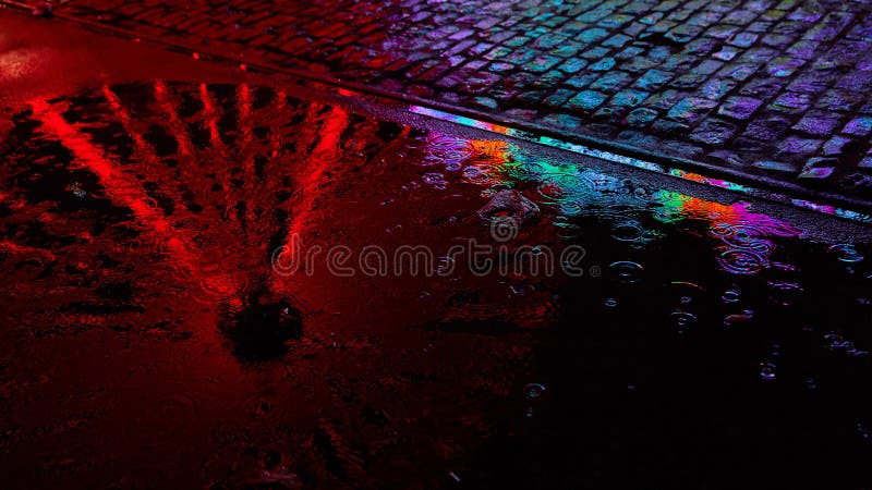 Ferris Wheel is Reflected in Red Puddle at Fun Fair Stock Image - Image ...