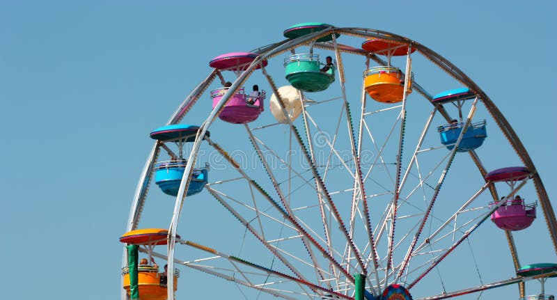 Ferris Wheel Ride, with Clear Blue Sky Stock Image - Image of full ...