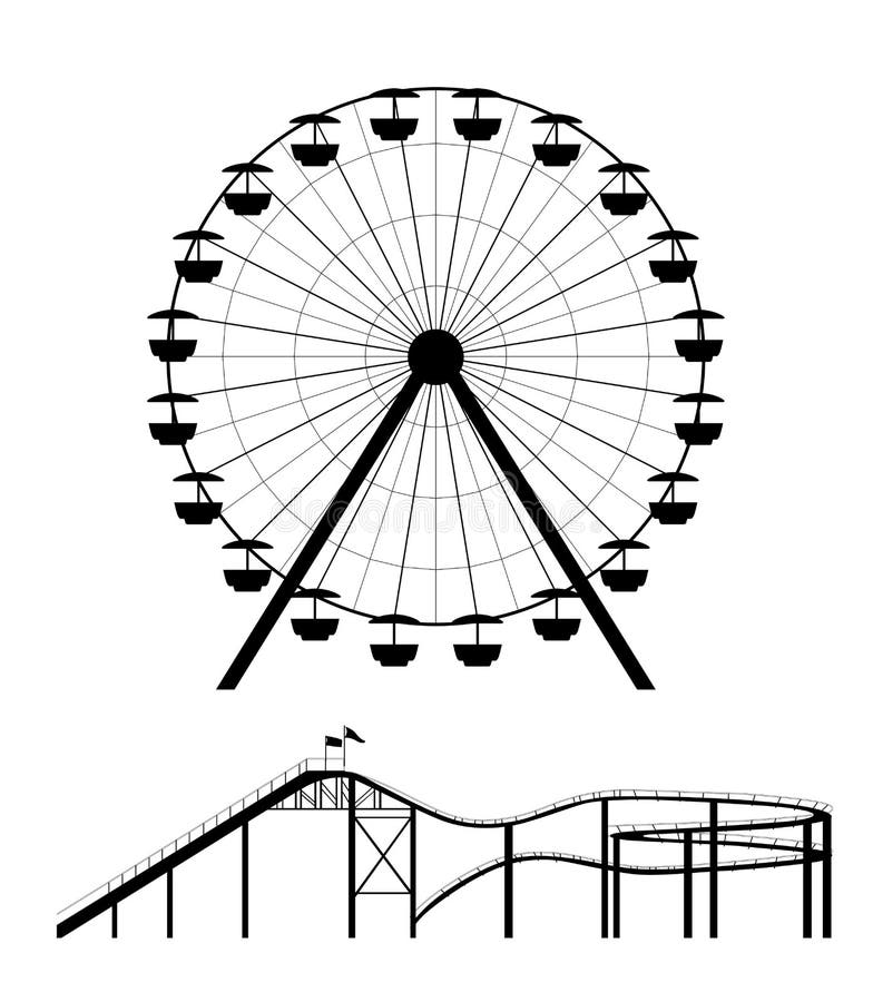 Detailed Ferris Wheel in Silhouette Stock Vector - Illustration of ...