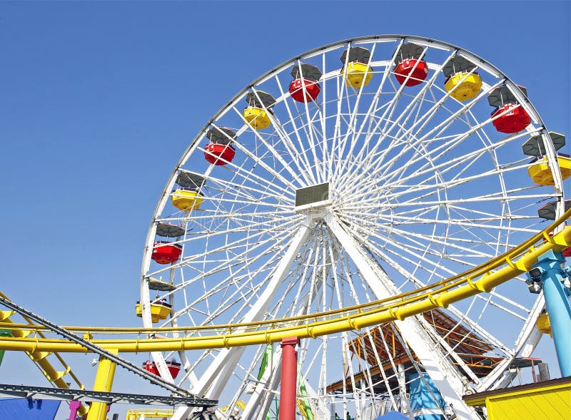 Ferris Wheel and Roller Coaster Track Stock Photo - Image of coaster ...