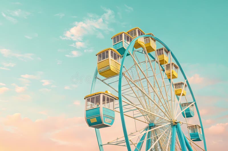 Ferris Wheel Rotating on a Cloudy Sky during Sunset at the Amusement ...