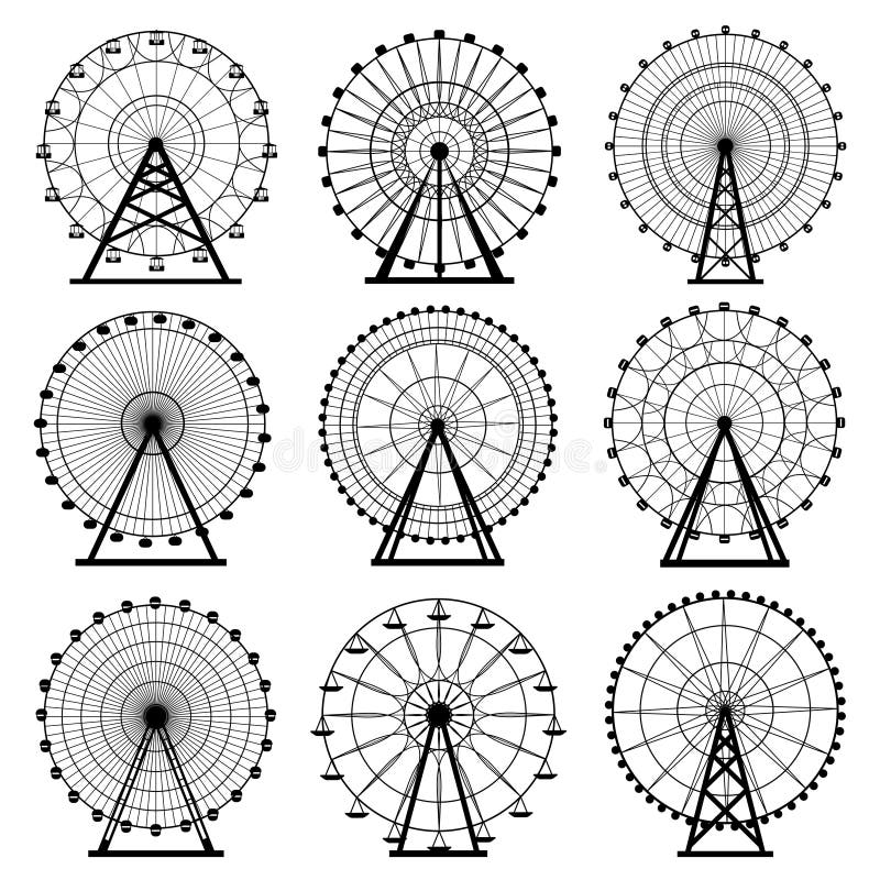Ferris Wheel Silhouette Circle Vector Illustration. Carnival. Funfair ...