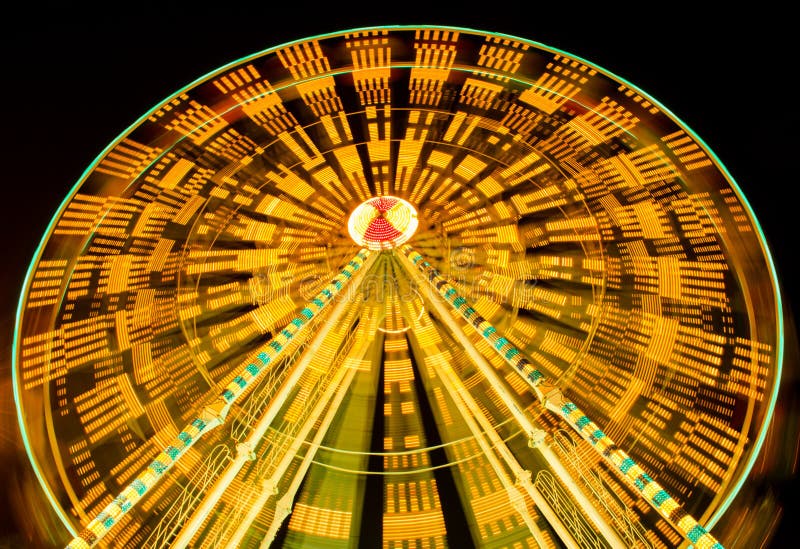 Ferris Wheel Spinning at Fairground at Night Stock Image - Image of ...