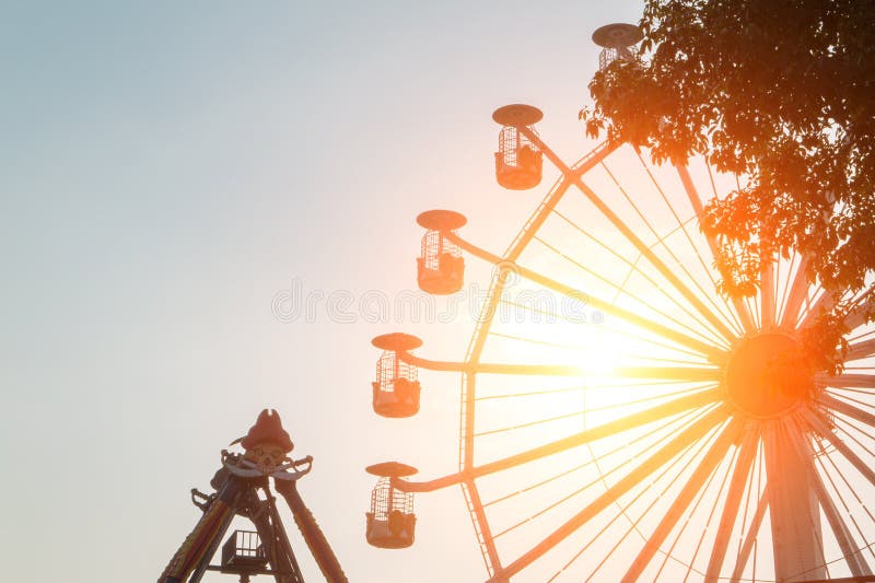 Ferris Wheel in a Sunny Morning Horizontal Composition Stock Photo ...