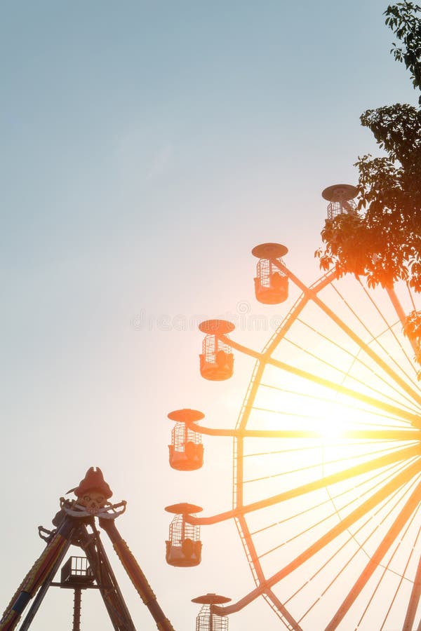 Ferris Wheel in a Sunny Morning Vertical Composition Stock Image ...