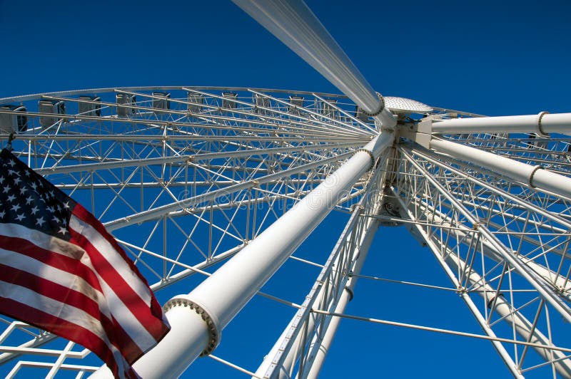 Ferris Wheel and USA Flag stock photo. Image of summer - 28260212