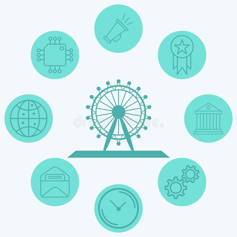 Ferris Wheel Vector Icon Sign Symbol Stock Illustration - Illustration ...