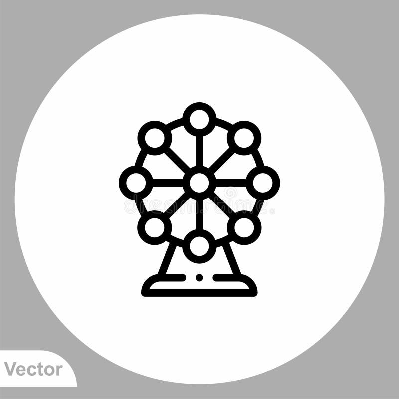 Ferris Wheel Vector Icon Sign Symbol Stock Vector - Illustration of ...