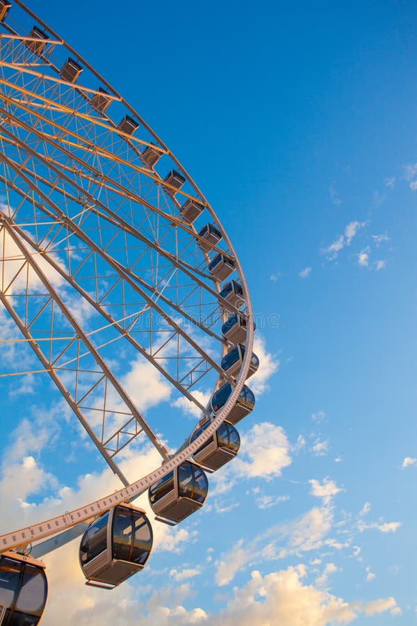 Ferris Wheel on the Water at Sunset Stock Photo - Image of fairground ...