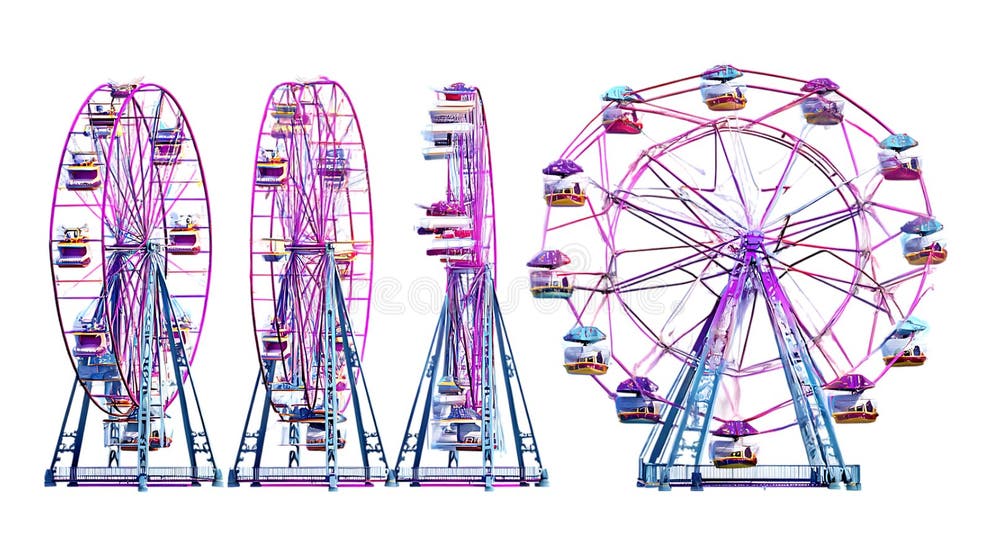 Ferris Wheels in Various Colors on Transparent Background Stock ...