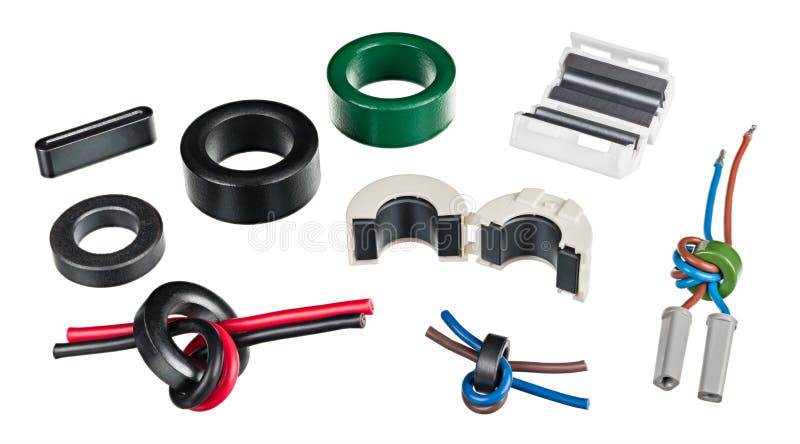 Ferrite Bead Inductors Group Isolated on White Background Stock Image ...