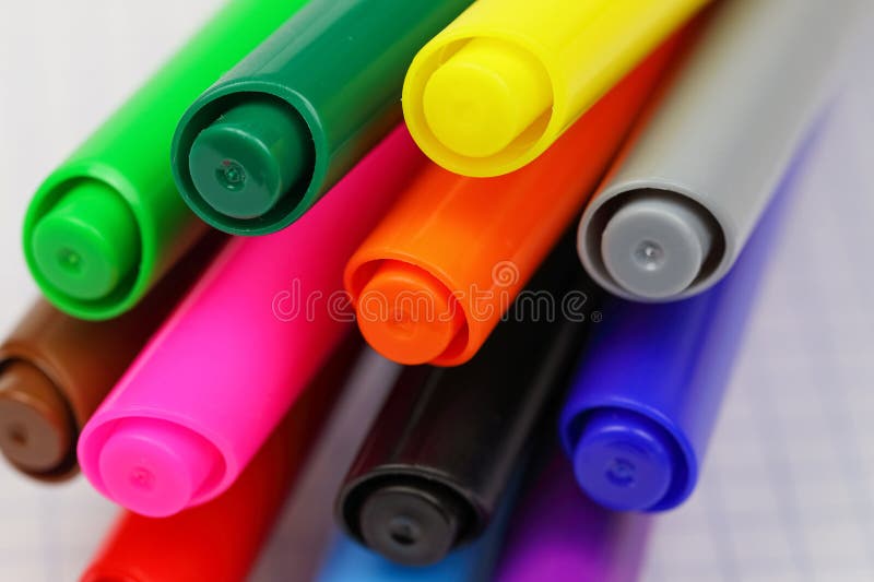 Ferrules on the Ends of Felt Tip Pens Stock Photo - Image of felt ...