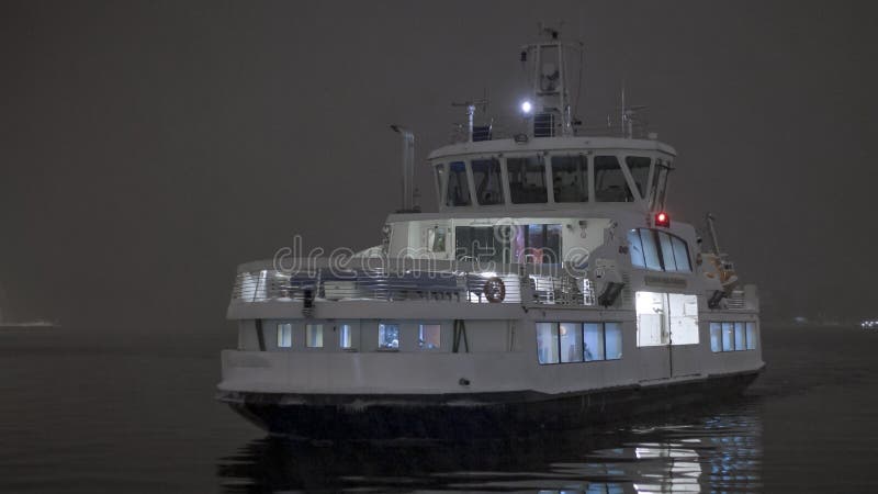 Ferry arriving at night stock image. Image of square - 28194737