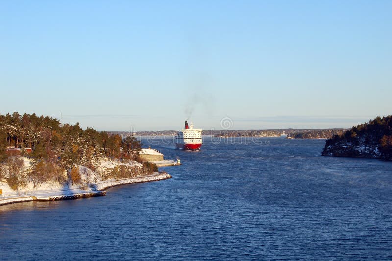 Ferry in Baltic sea stock image. Image of international - 1498767