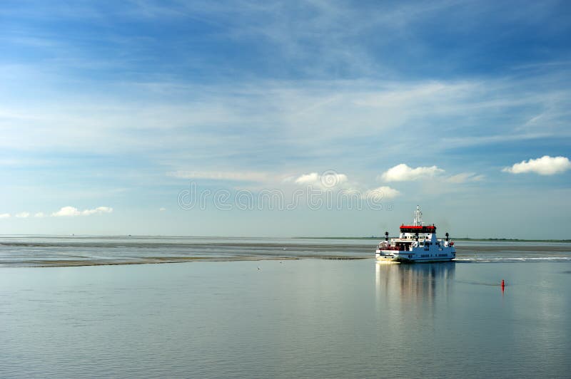 Ferry Boat in the Dutch Wadden Sea Stock Photo - Image of netherlands ...