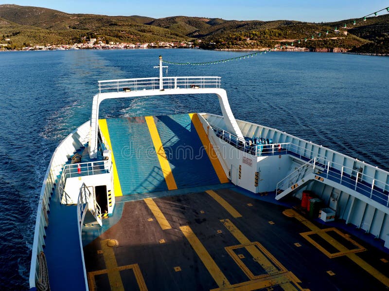 Ferry boat floats by sea stock image. Image of passenger - 115316555
