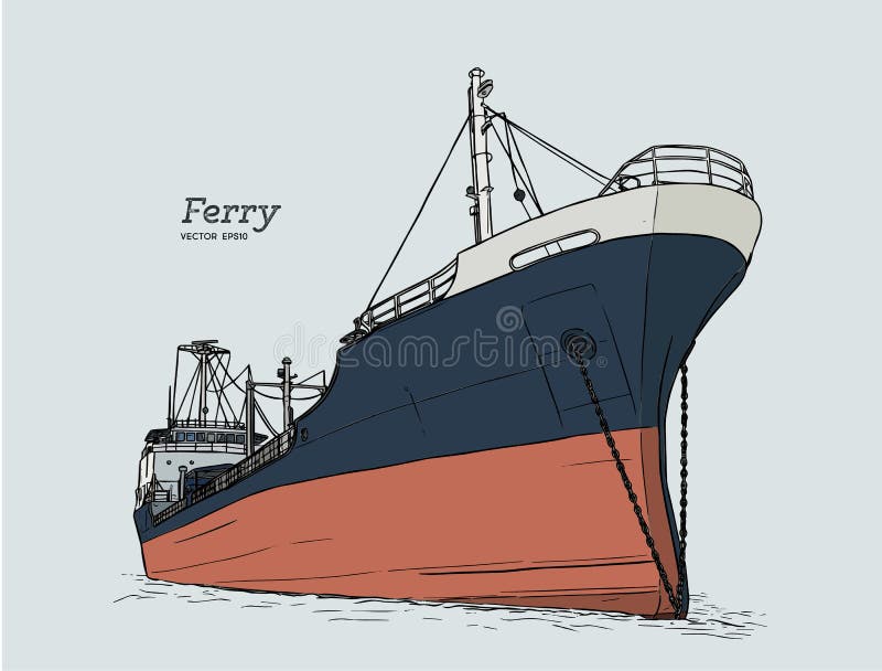 Ferry Boat, Hand Draw Sketch Vector. Stock Vector - Illustration of ...