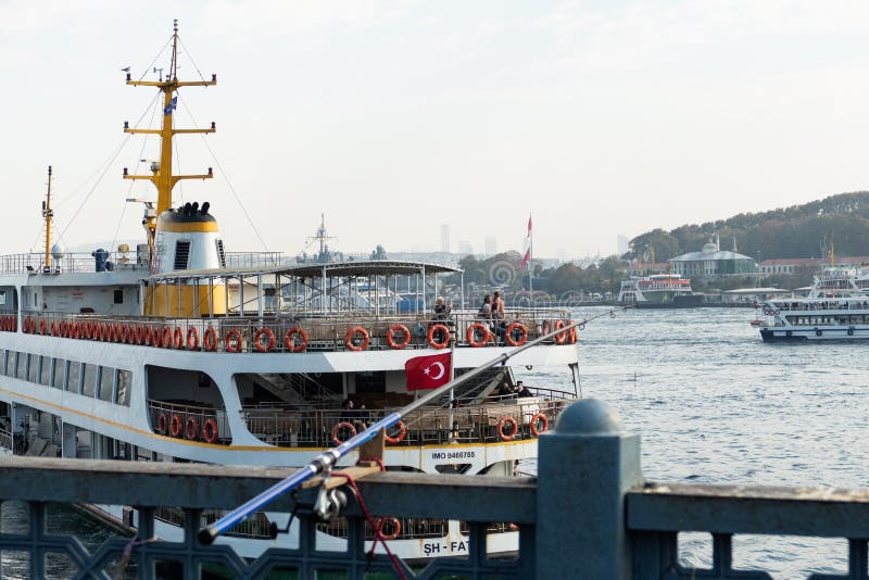 Ferry Boat Passing by Galata Bridge Editorial Photo - Image of ferry ...