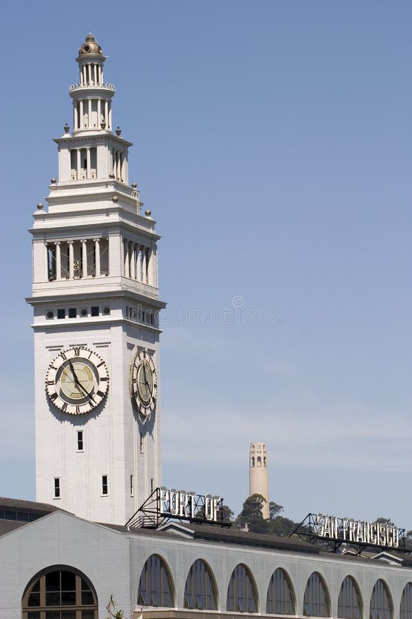 Ferry Building and Coit Tower Stock Image - Image of center, market ...