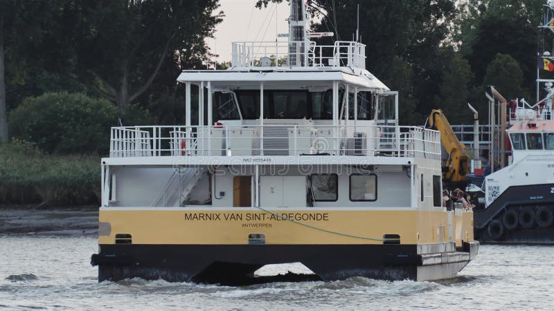 Ferry Crossing River with Commuters Standing on the Deck Stock Video ...