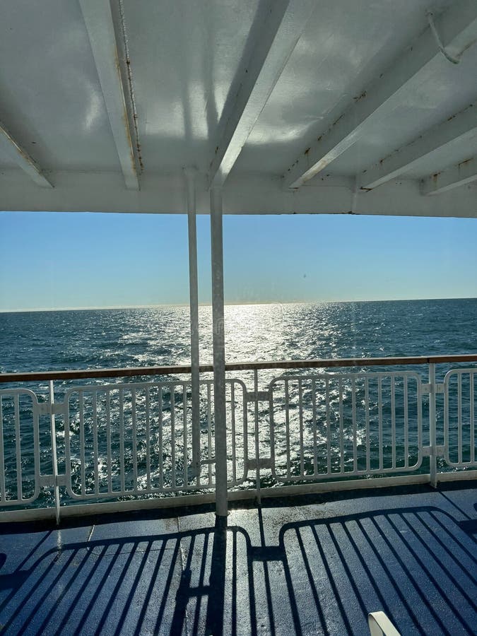 Ferry Deck View with Ocean Reflections. Stock Image - Image of view ...
