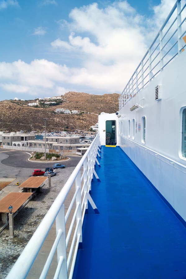 Ferry Docked in Mykonos Island Stock Photo - Image of ocean, santorini ...