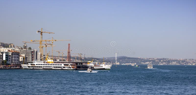 The Back of the Ferry Leaving the Port Stock Image - Image of lake ...