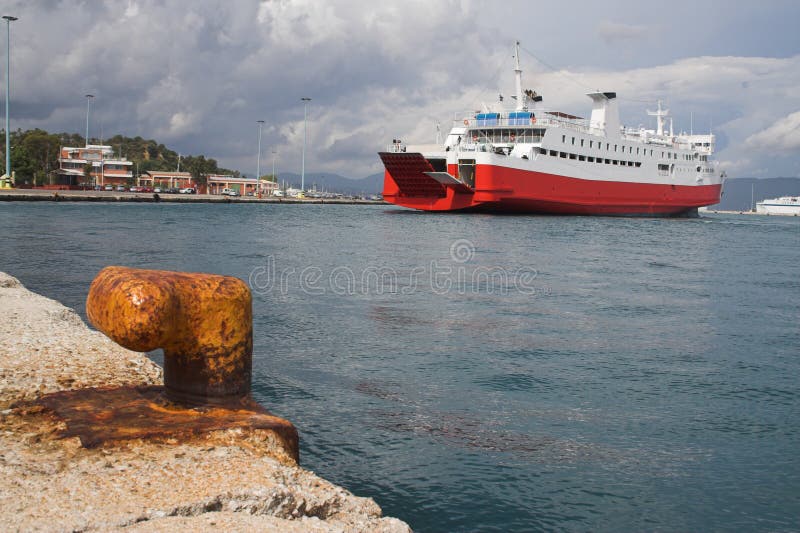 Ferry docking stock image. Image of cruise, wave, hill - 1436817