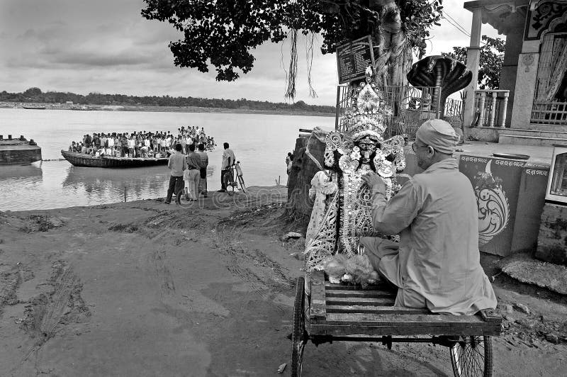 Ferry ghat of rural India. editorial stock image. Image of lifestyle ...