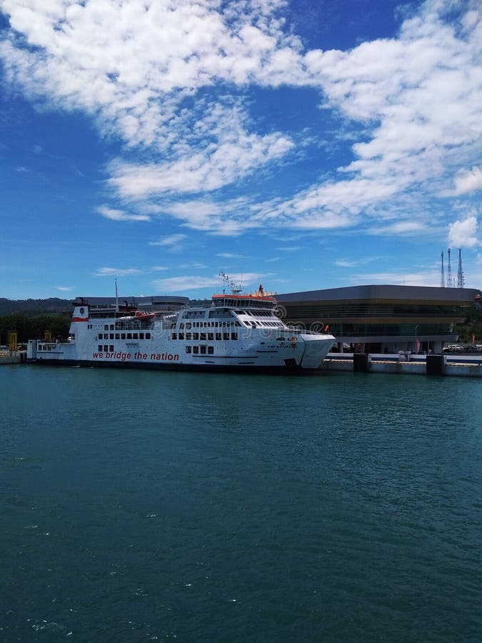 The Ferry Has Docked at the Ferry Dock at Merak Harbor, Indonesia ...